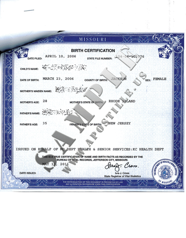 Authentications Of Documents State Missouri